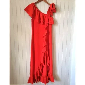 Ganni | Dresses | Ganni Clark Rare Ruffle Crepe Maxi Dress In Big Apple ...